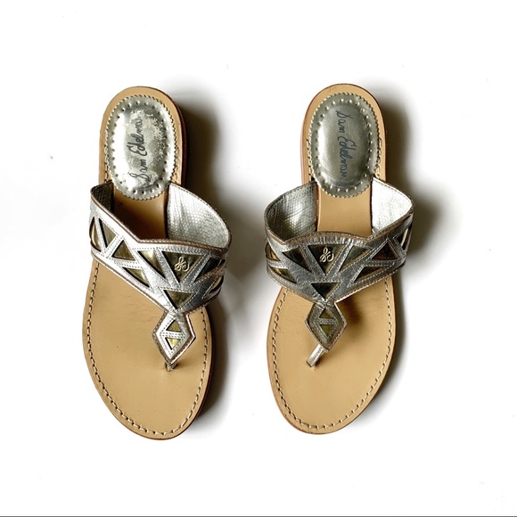 Sam Edelman | Shoes | Sam Edelman Silver And Gold Leather Thong Block ...